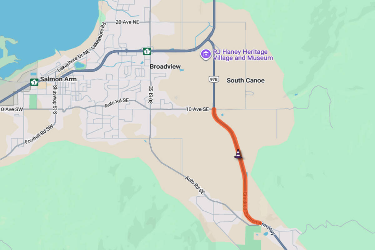 Utility work on Highway 97B further slows traffic near Salmon Arm ...